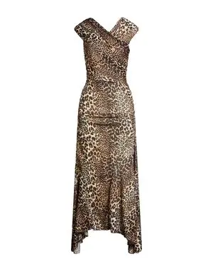 GANNI Leopard-print Asymmetrical Maxi Dress - Sand