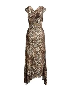 GANNI Leopard-print Asymmetrical Maxi Dress - Sand