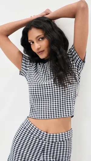 LE BOP Gingham Knit Tee