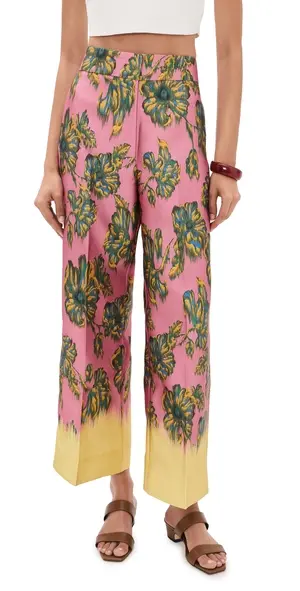 ALEMAIS Faye Floral Print Twill Trousers