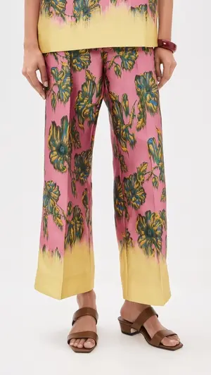 ALEMAIS Faye Floral Print Twill Trousers