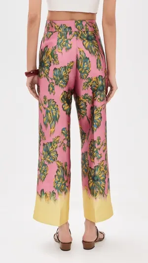 ALEMAIS Faye Floral Print Twill Trousers