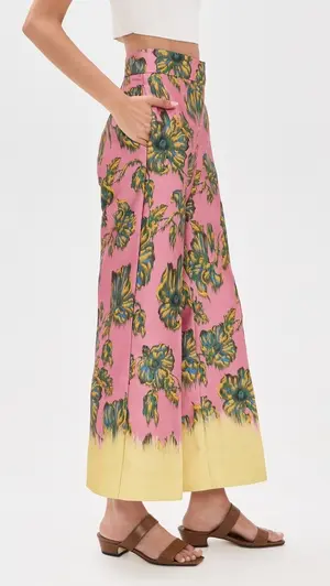 ALEMAIS Faye Floral Print Twill Trousers