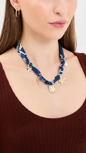 ADINA EDEN Bandana Heart Charm Necklace