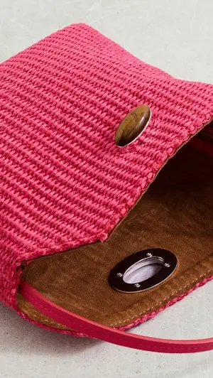 Christopher Esber Turnlock Raffia Mini Shoulder Bag - Watermelon
