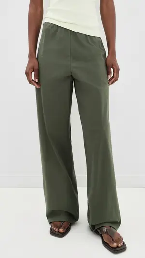 Vince Colette High Waist Cotton Twill Pants - Pine Grove