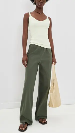 Vince Colette High Waist Cotton Twill Pants - Pine Grove