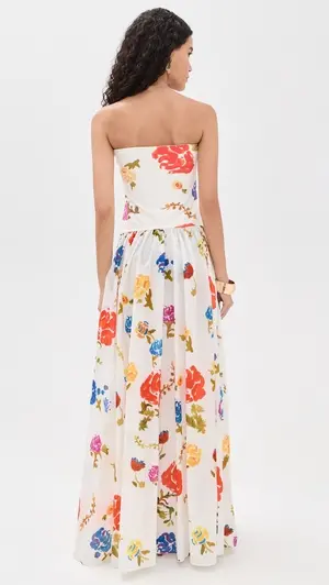 Caroline Constas Marianna Strapless Floral Print Maxi Cover-up