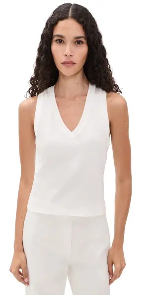 Renggli Cotton V-neck Tank Top - Chalk