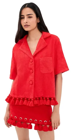 Cap D'antibes Antonia Terry Cloth Shirt - Red
