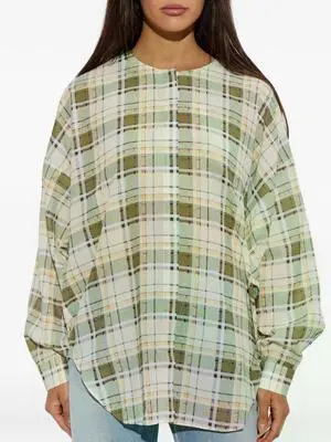 FRAME Plaid Pattern Long Sleeve Blouse