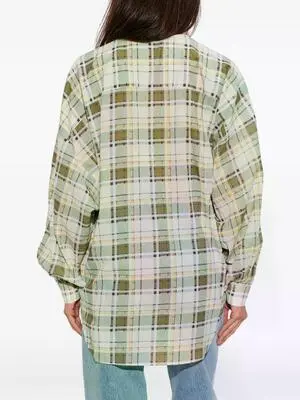 FRAME Plaid Pattern Long Sleeve Blouse