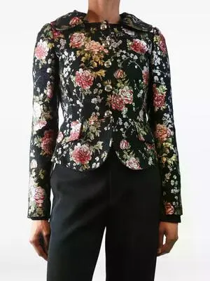 Ulla Johnson Floral Print Silk Jacket - Black