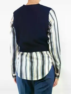 Veronica Beard Layered Striped Silk-sleeve Sweater