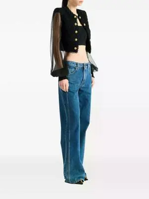 Balmain Cropped Tweed And Muslin Jacket