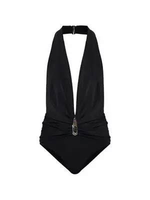 Christopher Esber Halterneck Ruched Swimsuit - Black