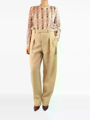 Wardrobe.NYC Beige Wool Pleated Trousers