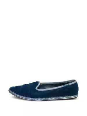 Prada Velvet Slippers With Striped Trim