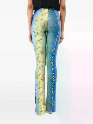 SIEDRES Butterfly Print Lettuce Trim Trousers
