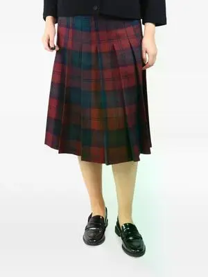 Red Valentino Check Pleated Midi Skirt