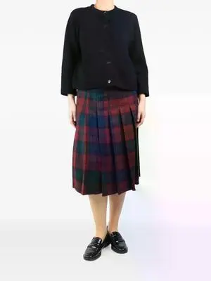 Red Valentino Check Pleated Midi Skirt