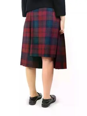 Red Valentino Check Pleated Midi Skirt