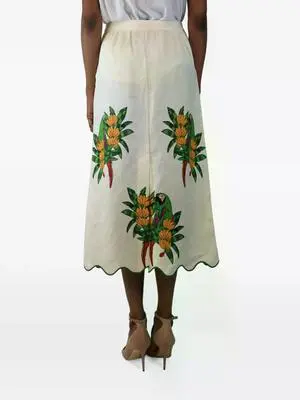 Farm Rio Scalloped Midi Skirt