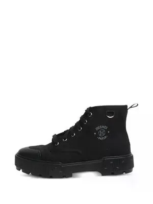 Hermès Lace-up Canvas Combat Boots