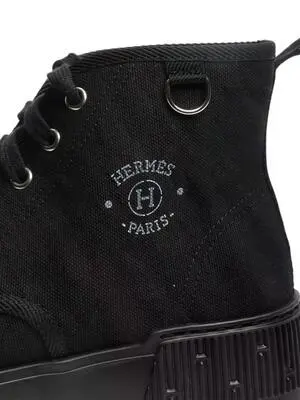 Hermès Lace-up Canvas Combat Boots