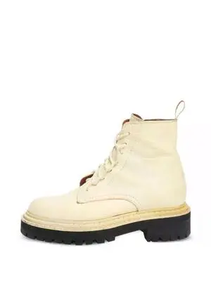 Proenza Schouler Cream Leather Combat Boots