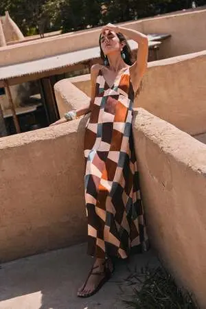 Fabrique Janise Riad Print Halterneck Dress