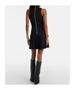 Balmain Pleated Virgin Wool Minidress