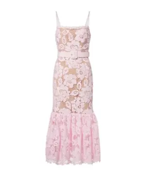 SELF-PORTRAIT Belted Crochet Midi Dress