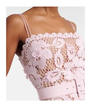 SELF-PORTRAIT Belted Crochet Midi Dress