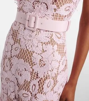 SELF-PORTRAIT Belted Crochet Midi Dress