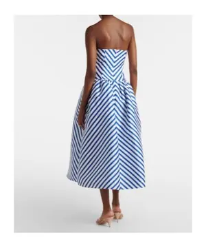 SELF-PORTRAIT Striped Taffeta Bustier Dress