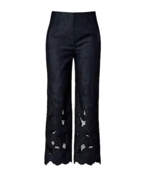 Veronica Beard Chambray Wide-leg Pants - Black