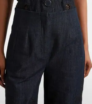 Veronica Beard Chambray Wide-leg Pants