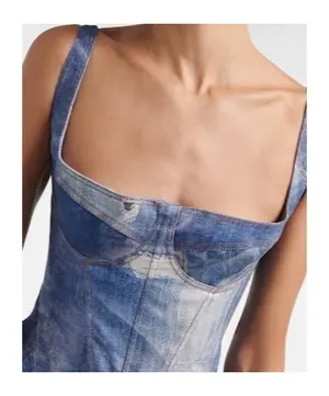 Roberto Cavalli Strapless Denim Minidress
