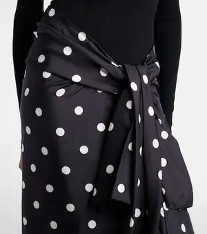 Sportmax Polka Dot Silk Satin Wrap Skirt