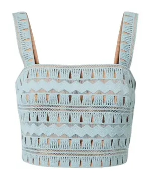 Elie Saab Knitted Silk-blend Crop Top - Gray