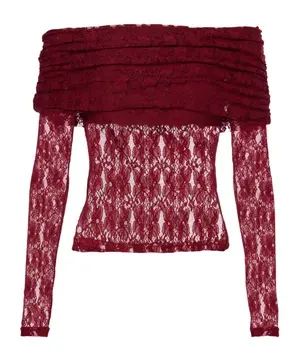 ROTATE BY BIRGER CHRISTENSEN Ruffled Floral Lace Blouse