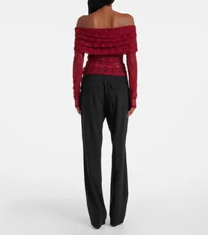 ROTATE BY BIRGER CHRISTENSEN Ruffled Floral Lace Blouse