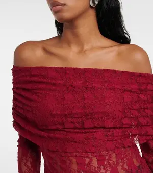 ROTATE BY BIRGER CHRISTENSEN Ruffled Floral Lace Blouse