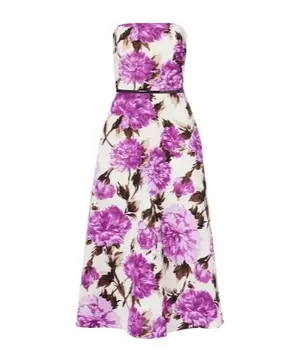 Max Mara Floral Cotton-blend Faillé Strapless Midi Dress - Multicolor