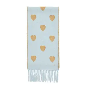 Valentino Garavani Heart Patterned Vlogo Plaque Scarf