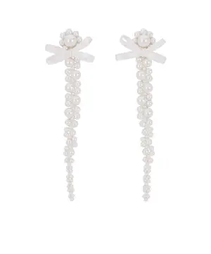 Simone Rocha Pearl Bow Drop Earrings White