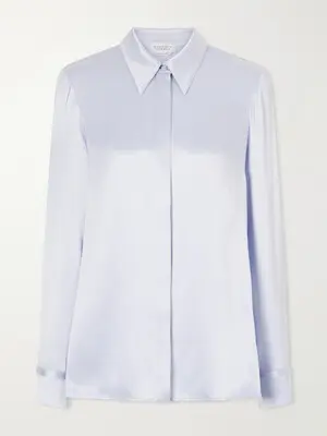 Gabriela Hearst Cruz Silk Satin Shirt - Blue