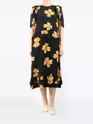 Simone Rocha Floral Print Ruffled Dress