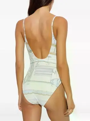 Tory Burch Graphic Print Scoop Neck Swimsuit